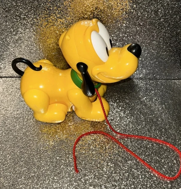 DISNEY PLUTO THE Dog Pull Along Toy Mickey & Friends Head Wags Yellow £ ...