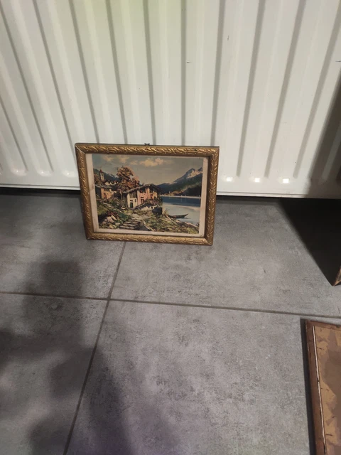 ANCIEN TABLEAU DECOR montagne encadrement doré EUR 6,00 - PicClick FR