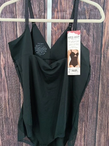 RED HOT SPANKS Open Bust Panty Bodysuit 2X Very Black Shaping Level 2 ...