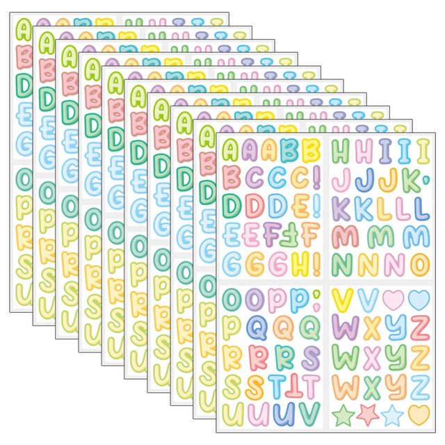 10 SHEETS CURSIVE Bulletin Board Letters Cartoon Alphabet Stickers ...