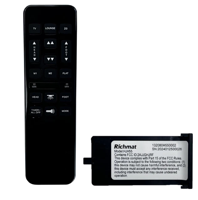 REMOTE CONTROL ADJUSTABLE Bed Richmat HJH55, for Classic Brand,600 3000 ...