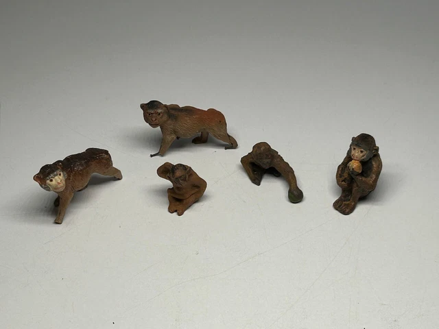 LOT OF 5 x Vintage (Pre-War?) Composite Monkey Figures Hausser ...