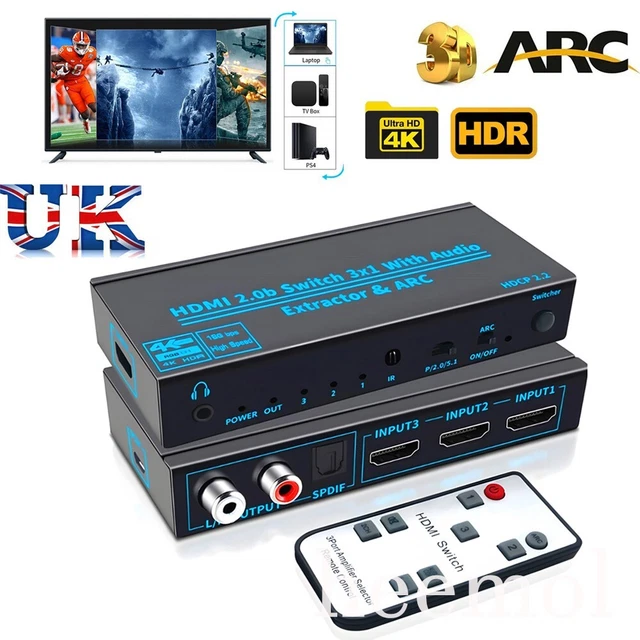 HDMI 2.0 AUDIO Extractor 4K 60Hz ARC Splitter 5.1CH HDMI SPDIF Toslink ...