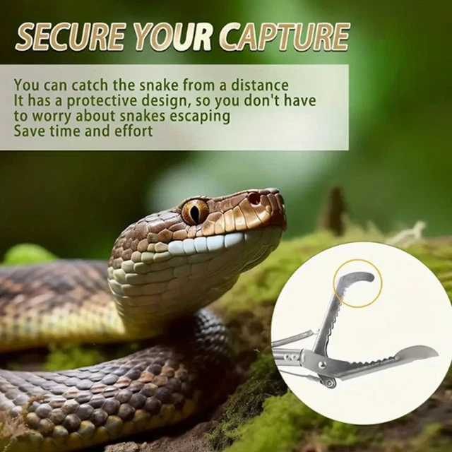 FOLDABLE JAW SNAKE Tongs Stick Reptile Rattlesnake Catcher Grabber Tool ...