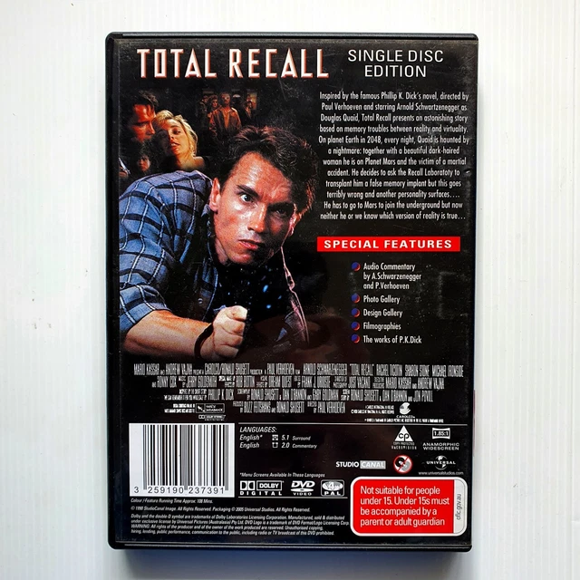 TOTAL RECALL 2 x DVD Gift Bundle, Action Scifi, 1990 Original + 2012 ...