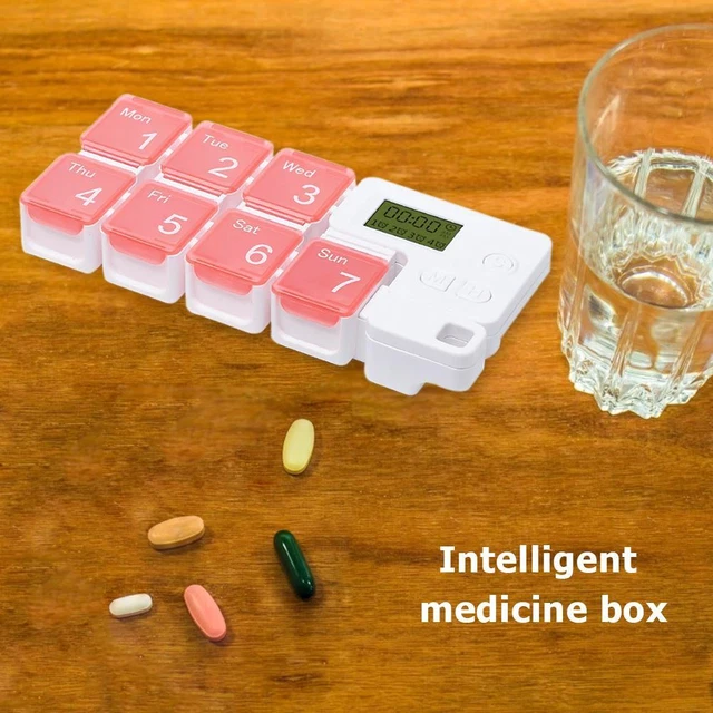 SMART 7-DAY PILL Organizer Timing Reminder Medicine Weekly Box (A Red ...