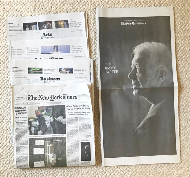 2024 (DEC. 31)--JIMMY Carter Obituary--Ny Times Complete Paper & Carter ...
