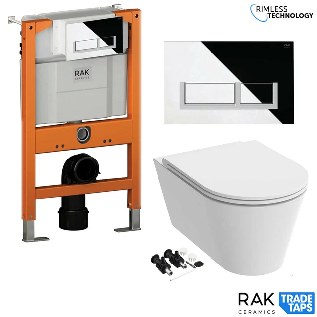 RAK RESORT RIMLESS Wall Hung Toilet Pan Low Height 82cm Concealed ...