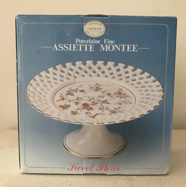 VINTAGE ST MICHAEL Imperial Porcelain 'Sweet Fleur' Pedestal Cake Stand ...