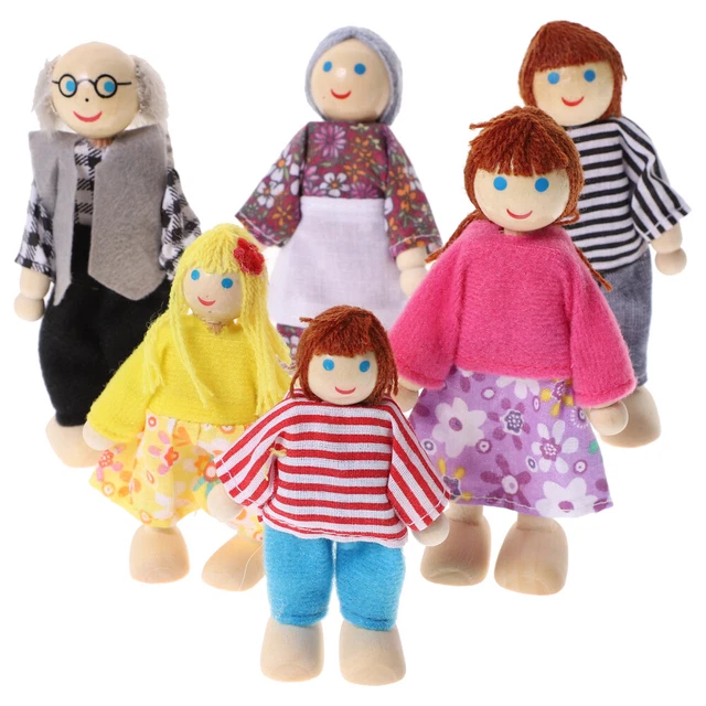 6 PCS PUPPET Doll Playset Family Figures Dolls Mini Plushies Parent ...