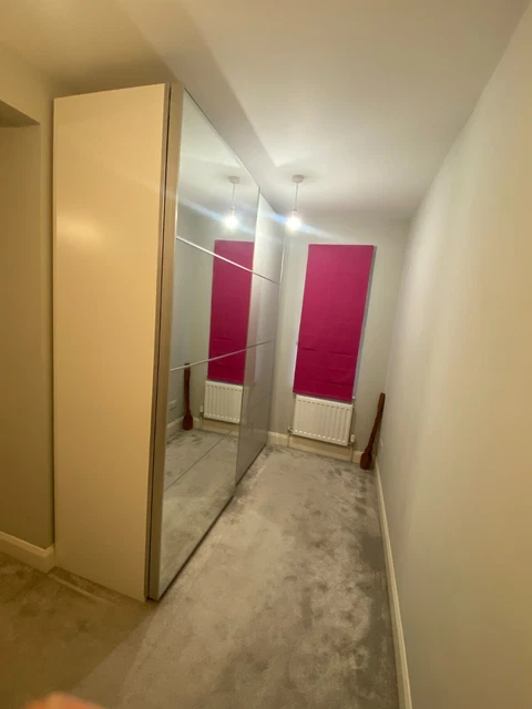 IKEA PAX WARDROBE 2m wide Sliding doors, 1 mirrored and 1 stone ...