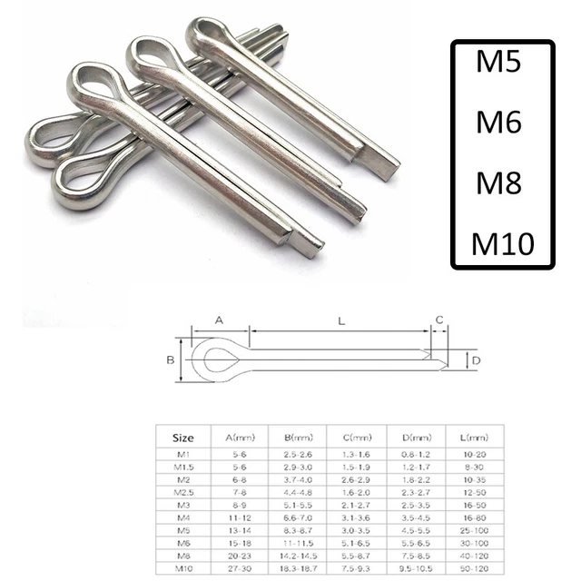 SPLIT PINS COTTER Straight M5 M6 M8 M10 Split Pins A2 304 Stainless ...