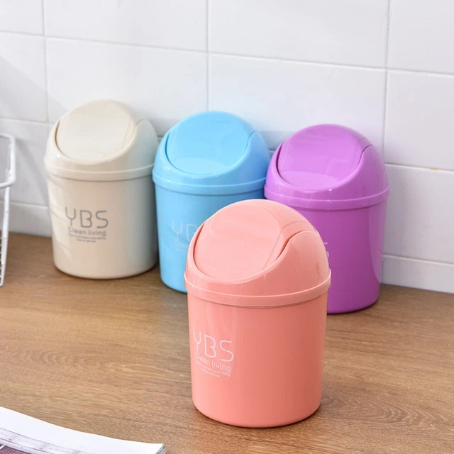 MINI CAR CASE Can Trash Waste Bin Basket Dustbin Rolling Cover Desktop ...