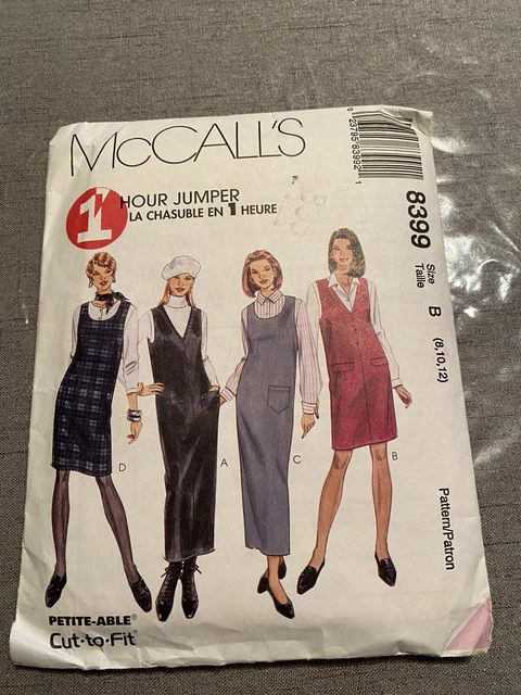 SEWING PATTERN FOR a jumper 8399, 1 hour jumper, vintage1996 sizes 8 ...