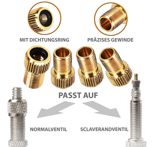 VENTILADAPTER SET VENTIL Adapter Fahrrad SV Sclaverand auf AV ...