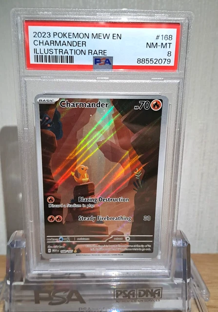 POKEMON 151 CHARMANDER Alt Art PSA 8 Glumanda Mew 168/165 presque comme ...