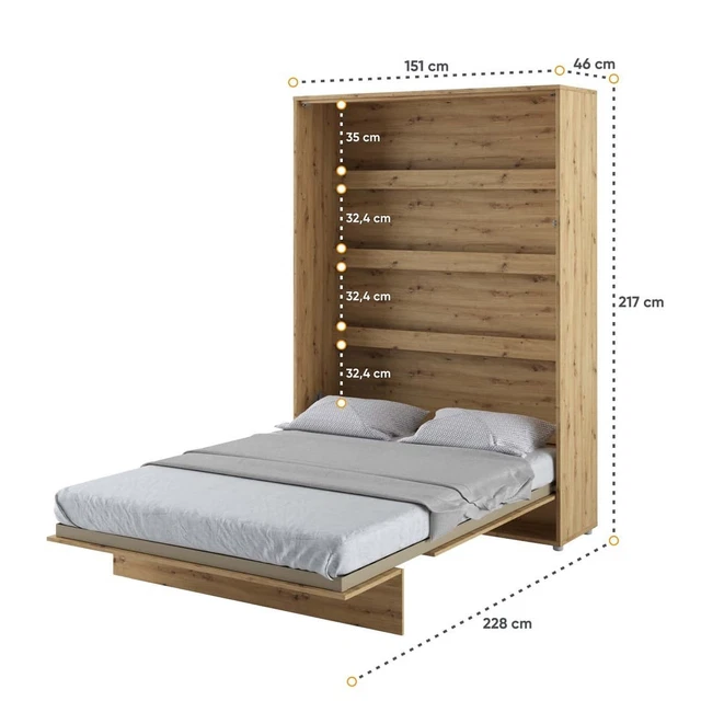 SALE!! MODERN BC-01 Vertical Wall Bed Concept 140cm in Oak Artisan £649 ...
