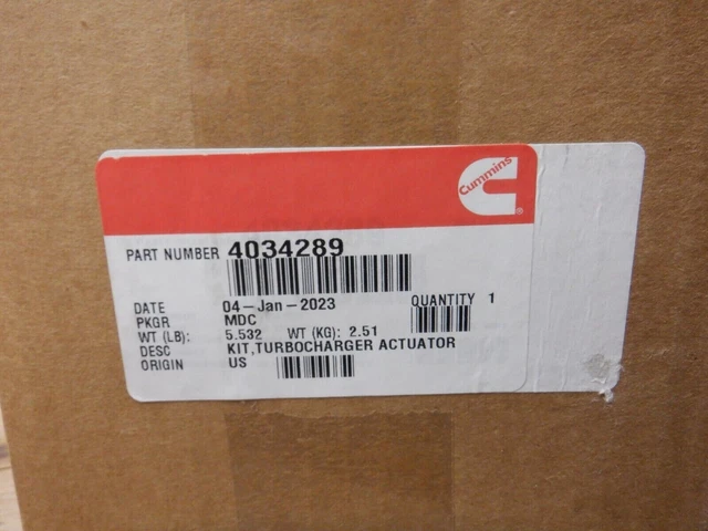 GENUINE CUMMINS OEM KIT, Turbocharger actuator part # 4034289 $1,000.00 ...