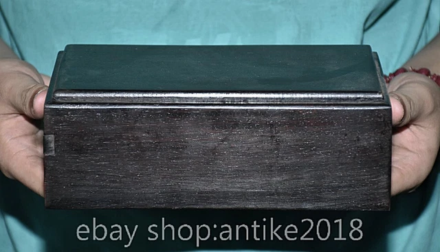 8& RARE OLD Chinese Ebony wood Dynasty Palace Jewelry box mechanism Box ...