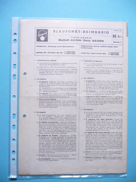 SERVICE MANUEL D'INSTRUCTIONS pour Blaupunkt Ballet 22010 / Oslo 22050 ...