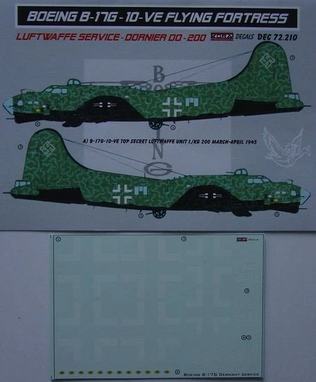 B-17G LUFTWAFFE - DECALS SET, DEC72210 , KORA MODELS, 1:72 £14.00 ...
