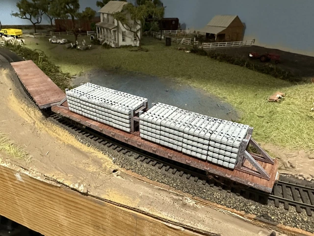 HO - CEMENT Rail Road Tie Flat Car Load $42.00 - PicClick