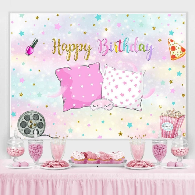 COLORFUL PILLOW PARTY Sleepover Birthday Backdrop $36.09 - PicClick AU
