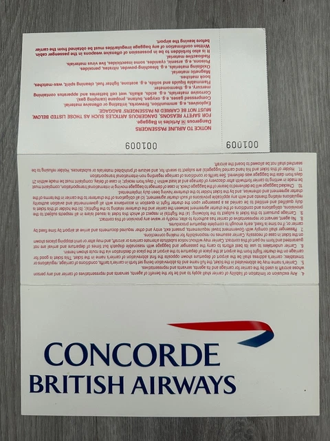 BRITISH AIRWAYS CONCORDE - genuine Concorde flight ticket from 1997 £8. ...