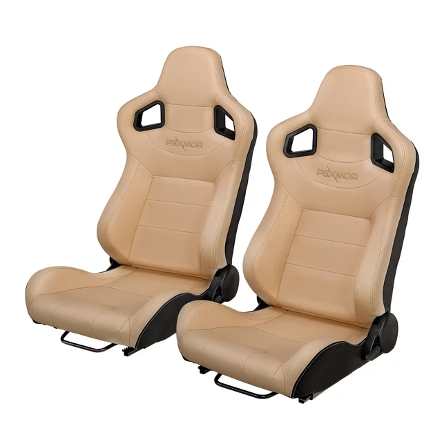 LOT 2 RECLINABLE Racing Bucket Seats PU + Carbon Leather fit Car off ...