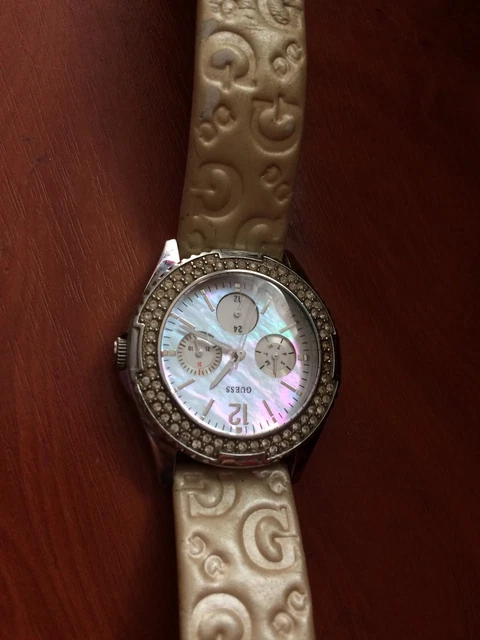 GUESS LADIES' MOTHER of Pearl Dial Watch 111528l1 Chic and Stylish £35. ...