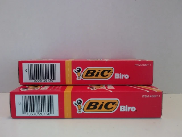 2 BOXES BIC Biro Blue Pens Fine Point BallPoint Sealed Made in USA NOS ...