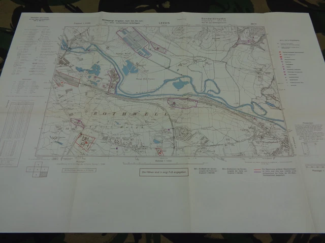 WW2 GERMAN ARMY TARGET MAP of "LEEDS" (COAL MINES, COPPER WORKS, RAIL ...
