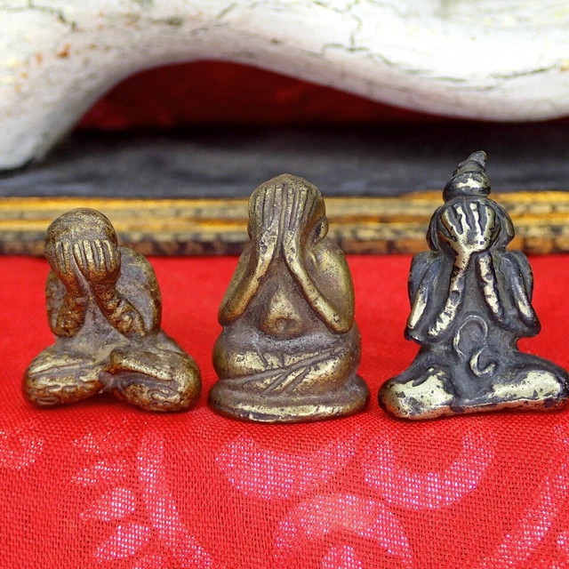 PHRA PIDTA THAI Amulet Rare Vintage mini figurines Protection Buddhism ...