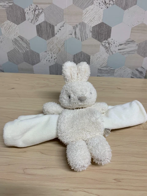 RARE LITTLE JELLYCAT Roll Up Bunny Rabbit White Cream baby comforter ...