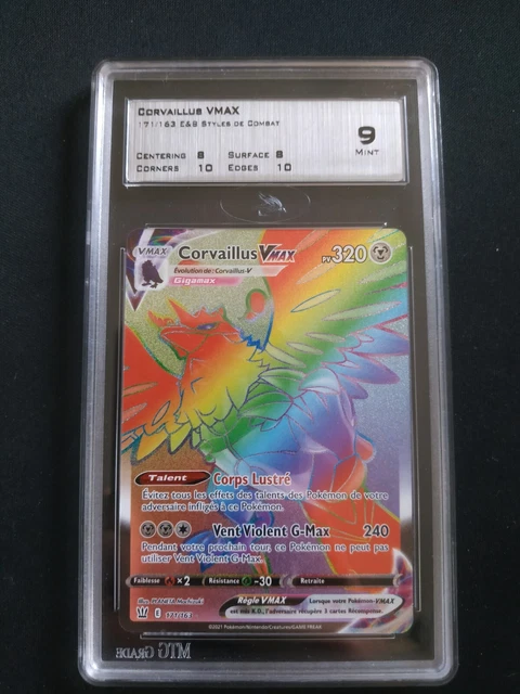 CARTE POKÉMON CORVAILLUS Vmax Rainbow 171/163 Eb05 FR MTG 9 EUR 29,00 ...