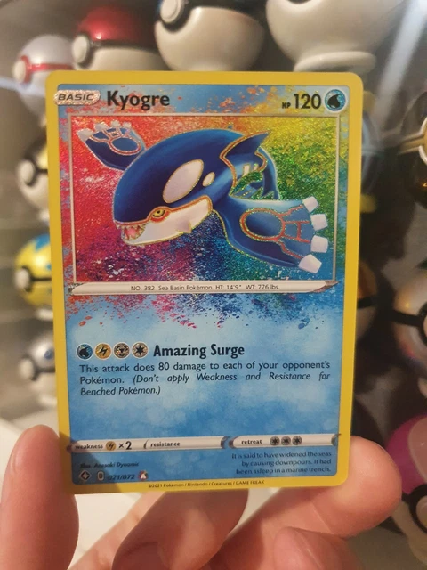 KYOGRE AMAZING RARE 21/72 Shinning Fates Mint top loader pokemon card ...