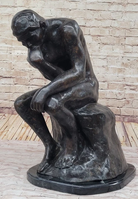 MASSIVE EXTRA LARGE Rodin Thinker Famous Work Bronze Sculpture Marble ...