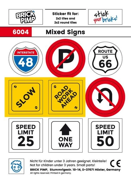 ROAD SIGNS / road signs STICKER fit for building blocks bricks / 6004 £ ...