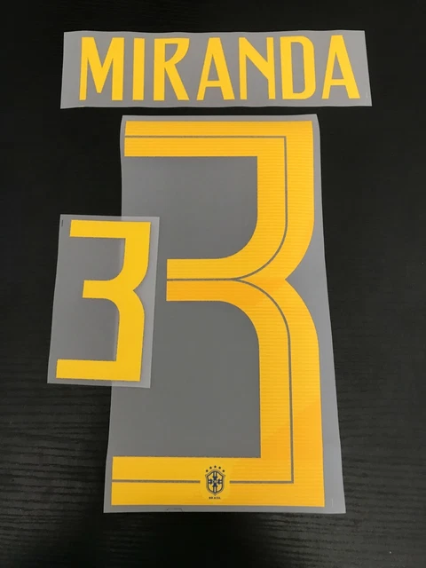 REPLICA BRAZIL 2018 Miranda Football Shirt Jersey Name Number Print ID ...