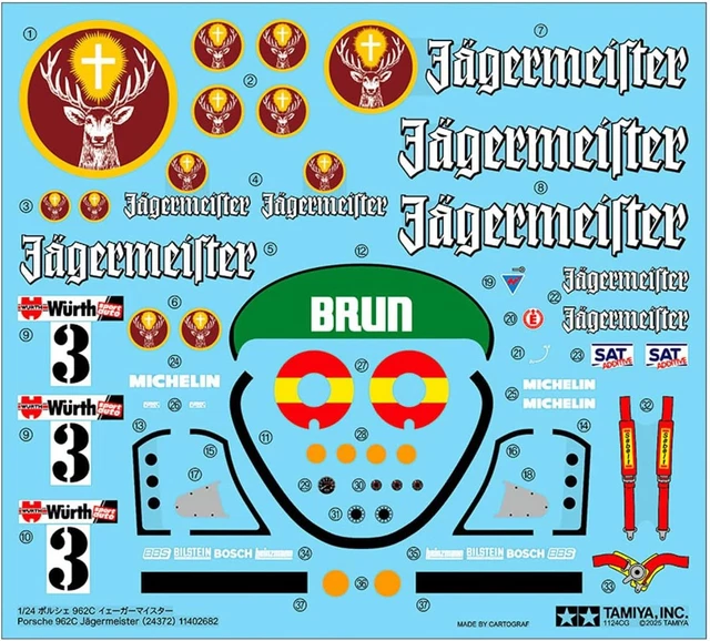 TAMIYA 24372 1:24 Porsche 962C Jägermeister Model Building Kit, Plas ...