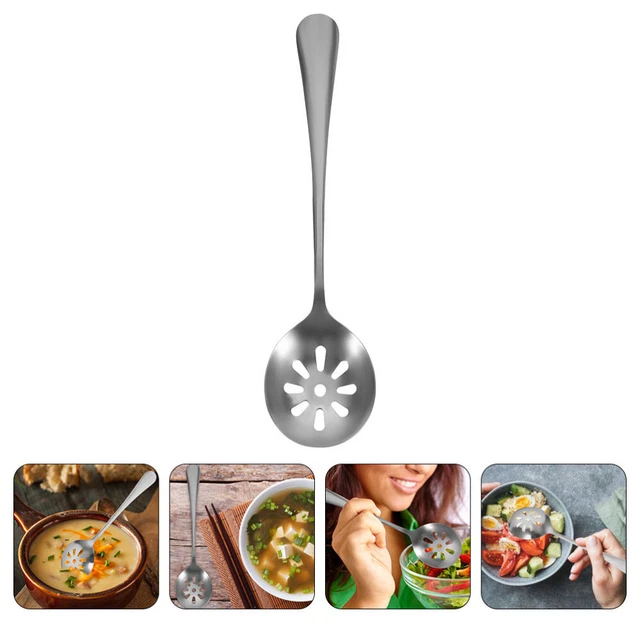 PERFORATED SPOON SLOTTED Tablespoon Spoons Portable Stainless Steel £6. ...