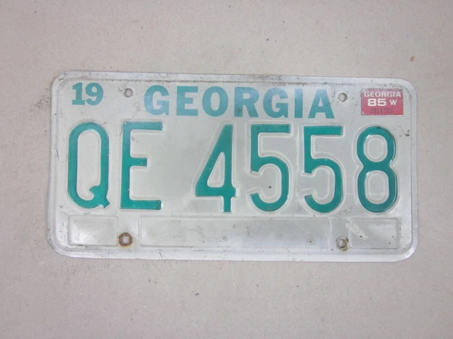 GEORGIA 1985 LICENCE/NUMBER plate US/United States/USA/American QE 4558 ...