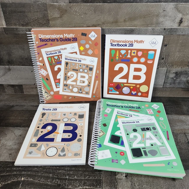 SINGAPORE MATH DIMENSIONS Math Bundle Lot Teacher's Guide 2A 2B Tests ...