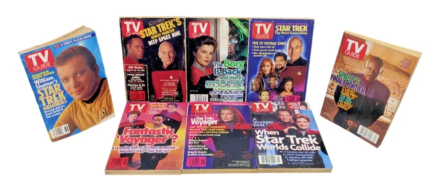 TV GUIDE STAR Trek Lot of 8 1993-1999 Next Gen DS9 Voyager Shatner ...