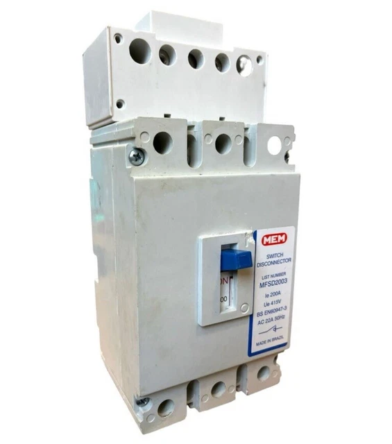 MEM MAIN SWITCH 200 Amp Triple Pole 200A Switch Disconnector MFSD2003 £ ...
