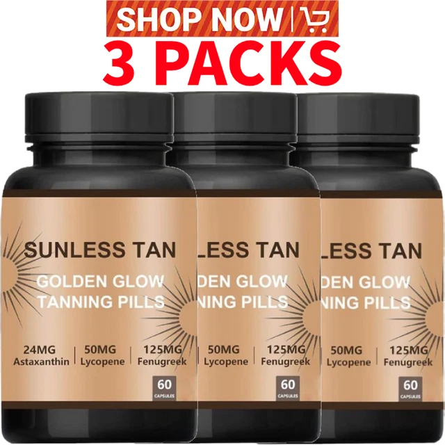 3 PACKS TANNING Vitamin Capsules-Sunless Tan-Golden Glow Tanning Pills ...