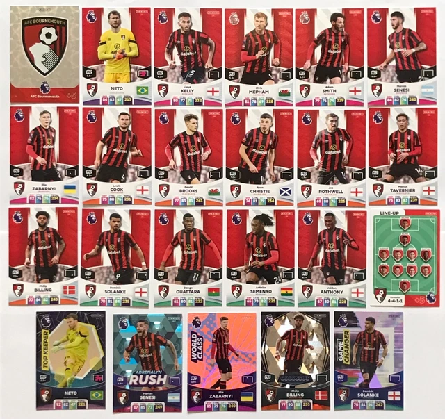 BOURNEMOUTH PANINI ADRENALYN XL Premier League 2024 Set 18 Base + 5 ...