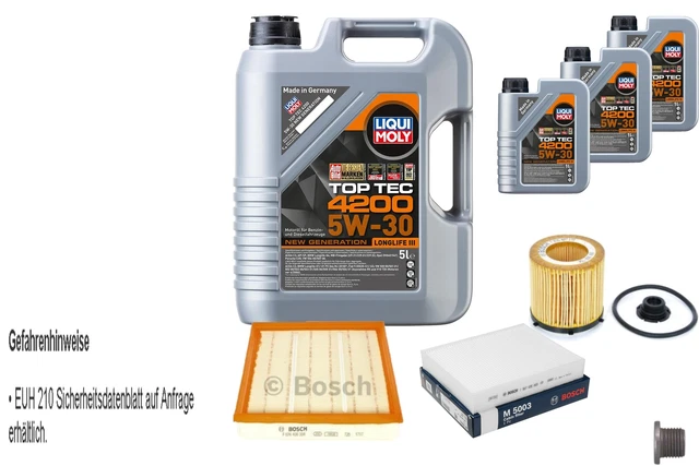 BOSCH INSPECTION SET 8 LIQUI MOLY Top Tec 4200 5W-30 pour BMW Série EUR ...