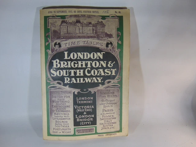 LONDON BRIGHTON SOUTH Coast Railway 1912 Timetable Reprint Train LB&SCR ...