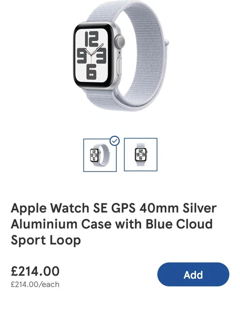 APPLE WATCH SE 2024 GPS 40mm Silver Blue Cloud Sport Loop £203.48 ...